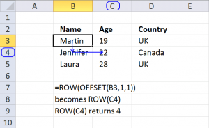 How to use the OFFSET function