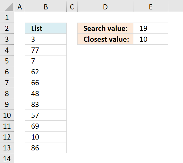 Find closest value Find closest value