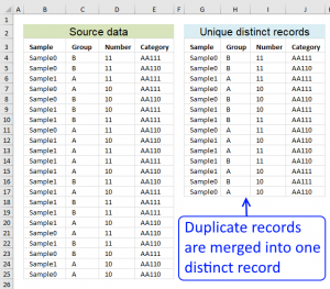 Filter unique distinct records