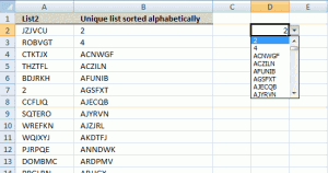 Populate drop down list with unique distinct values sorted from A to Z