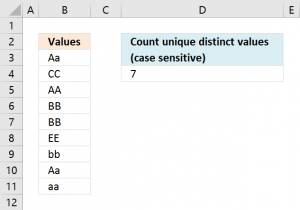Count unique distinct values