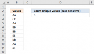 Count unique distinct values