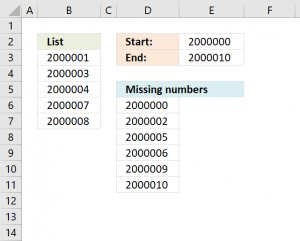 Find missing numbers