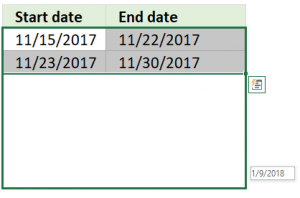 How to create date ranges in Excel