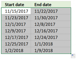 How to create date ranges in Excel