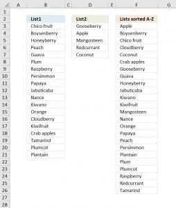 Merge cell ranges into one list