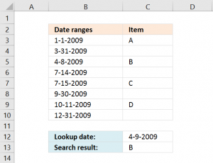 Formula for matching a date within a date range