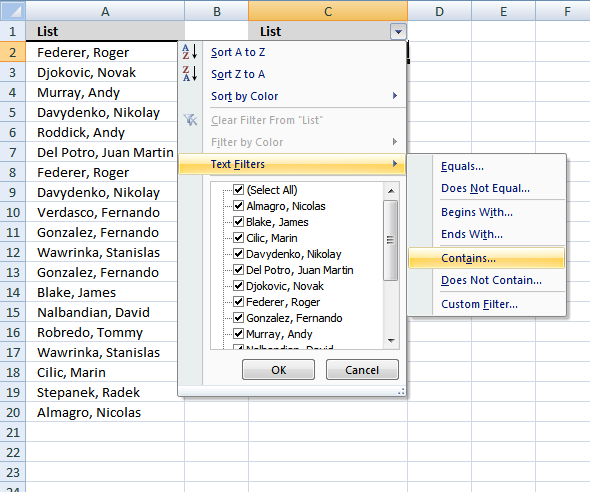Filter Unique Distinct Values If Value Contains Specific String 