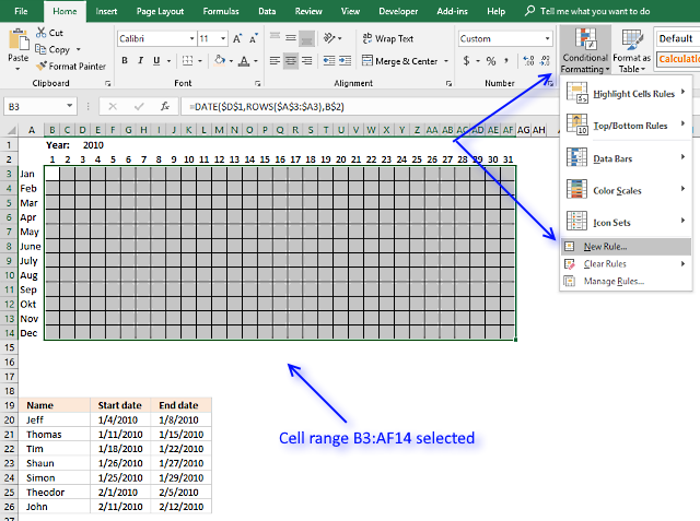 Plot Date Ranges In A Calendar