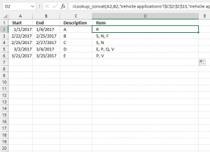 Lookup and return multiple values concatenated into one cell