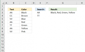 Lookup and return multiple values concatenated into one cell