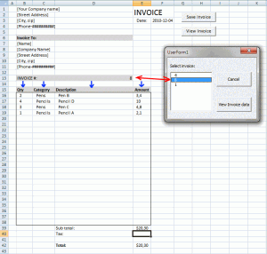 Save invoice data – VBA