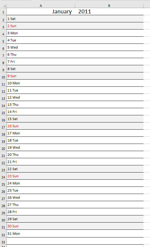 Monthly Calendar Template 2