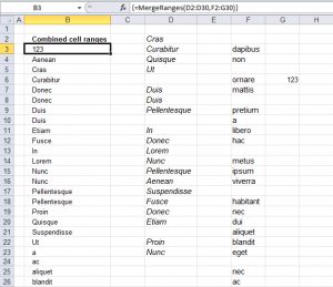 Merge cell ranges into one list