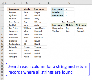 Search for a text string in a data set and return multiple records