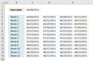 How to create date ranges in Excel