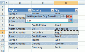 Create dependent drop down lists containing unique distinct values