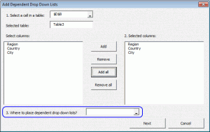 Create dependent drop down lists containing unique distinct values