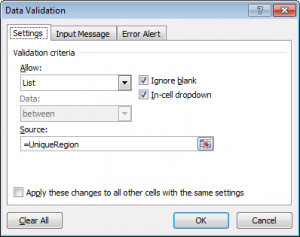 Create dependent drop down lists containing unique distinct values