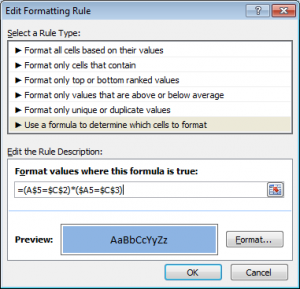 Working with Conditional Formatting formulas