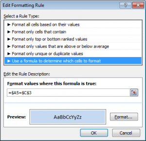 Working with Conditional Formatting formulas