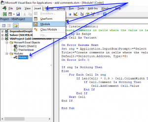 Working with comments – VBA