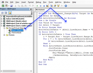 Working with Excel tables programmatically