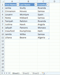 Working with Excel tables programmatically