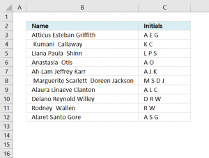 How to create name initials