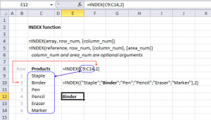 How to use the INDEX function