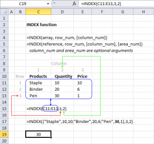 How to use the INDEX function