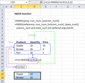 How to use the INDEX function