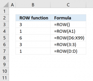 How to use the ROW function