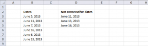 Find all sequences of consecutive dates