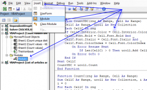 Count cells based on color