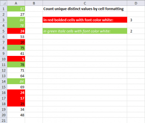 Count cells based on color