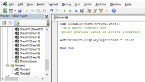 Create a Print button – macro