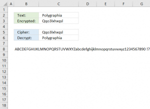 Working with classic ciphers in Excel