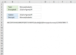 Working with classic ciphers in Excel