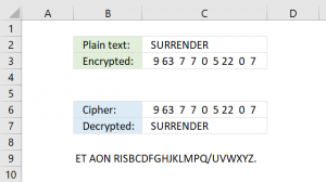 Working with classic ciphers in Excel