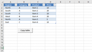 Working with Excel tables programmatically