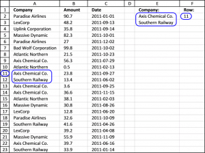 Search for a sequence of values