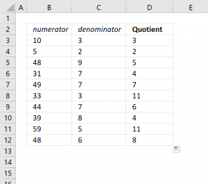 How to use the QUOTIENT function