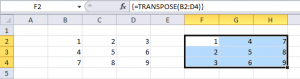 How to use the TRANSPOSE function