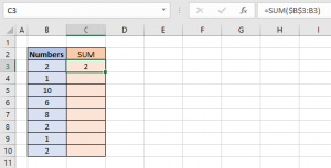 How to use the SUM function