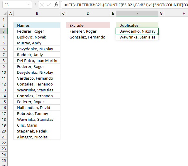 Extract Duplicate Values With Exceptions