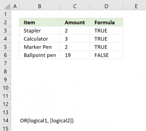 How to use the OR function