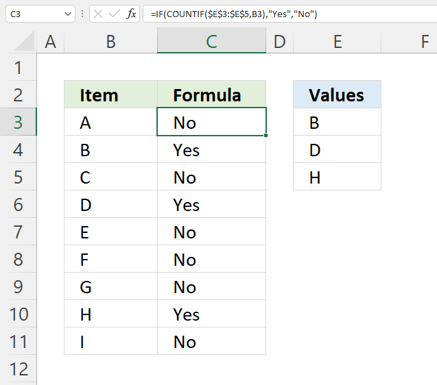 Excel If Value From Array 