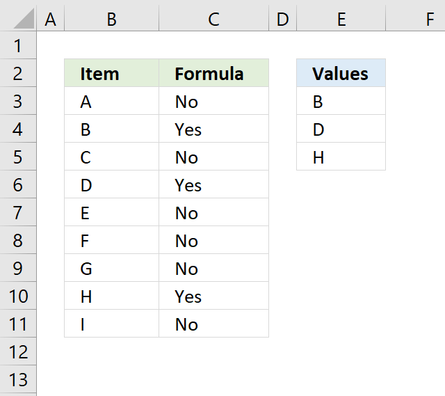 If Cell Equals Value From List