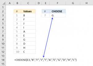 How to use the CHOOSE function